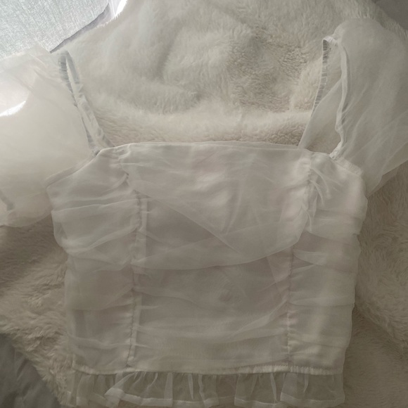 Showpo. | Tops | Showpo White Puffed Sleeve Top | Poshmark
